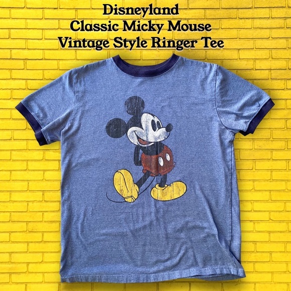 Disney | Shirts | Vintage Style Mickey Mouse Disneyland Ringer Tee With ...
